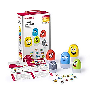 Miniland Emoticapsules. Multicolor and Funny Toy which Represent The Basic Emotions and Invite Children from 2 to 6 Years to Recognize Daily Feelings. SEL Learning
