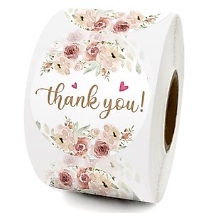 PNTKION Stickers Rolls, 500 PCS Cute Floral Thank You Stickers, Business Aesthetic, Convenient Durable, Unique Design, Wide Applications, Satisfaction Guarantee