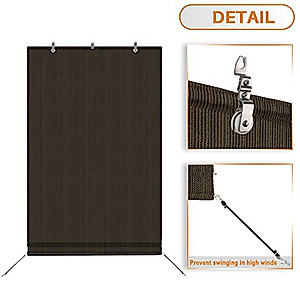 TANG Sunshades Depot Exterior Roller Shade Roll up Shade for Patio Deck Porch Pergola Balcony Backyard Patio or Other Outdoor Spaces Blinds Light Filtering Block 90% UV Rays 7' W x 6' L Brown