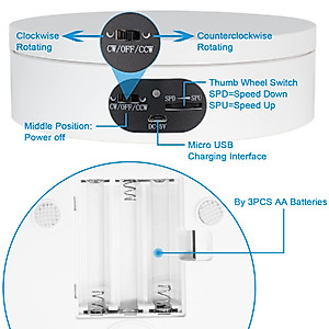 Fotoconic Motorized Rotating Display Stand, 20CM /Load 8KG, 360 Degree Electric Rotating Turntable for Photography Products, Jewelry, Cake,3D Model, Mirror Cover (Black)