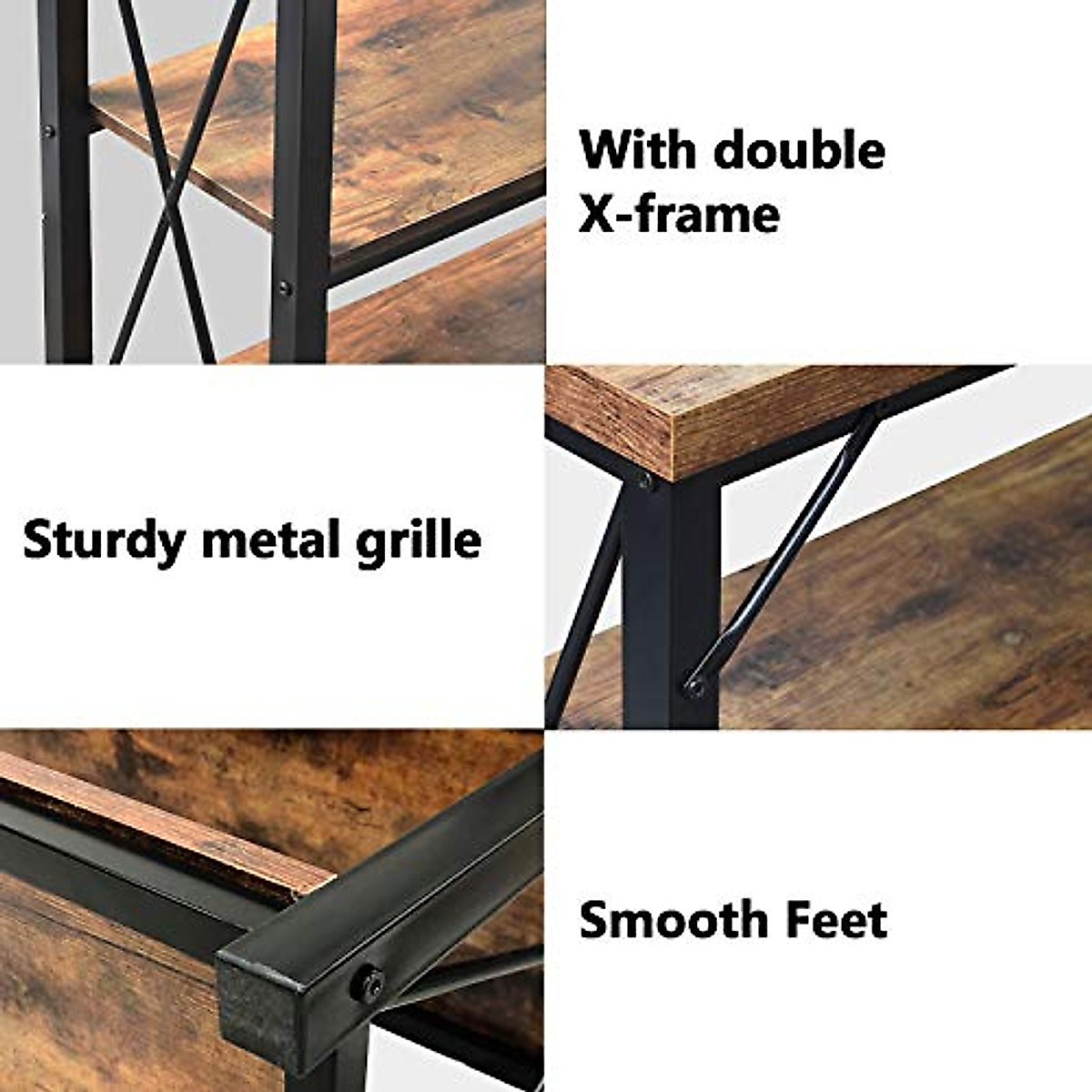 NSdirect Rustic Console Table, Farmhouse Sofa Table&TV Stand,Industrial 3-Tier Long Hallway/Entryway/Entrance Table with Storage Open Bookshelf for Living Room Bedroom Foyer,Brown Oak