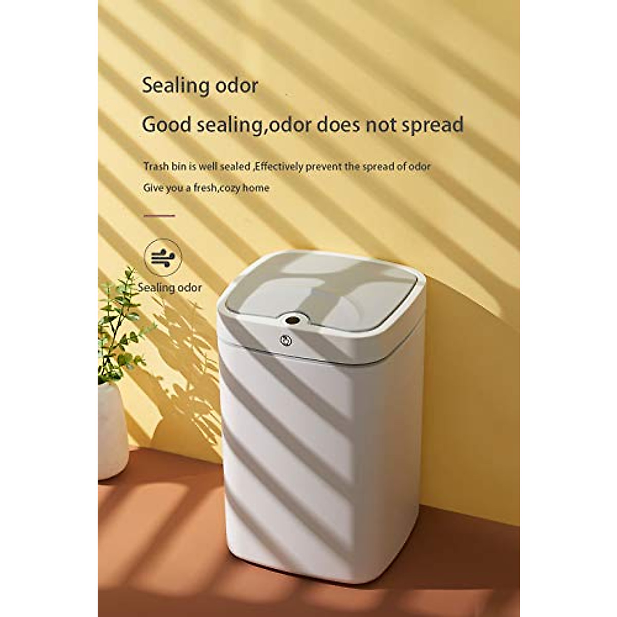 KAMILLEE Sensor Trash Can Automatic Trash Can Garbage Can 4.7 Gallon Metal Touchless Automatic Pearl White Waste Bin for Office Bathroom