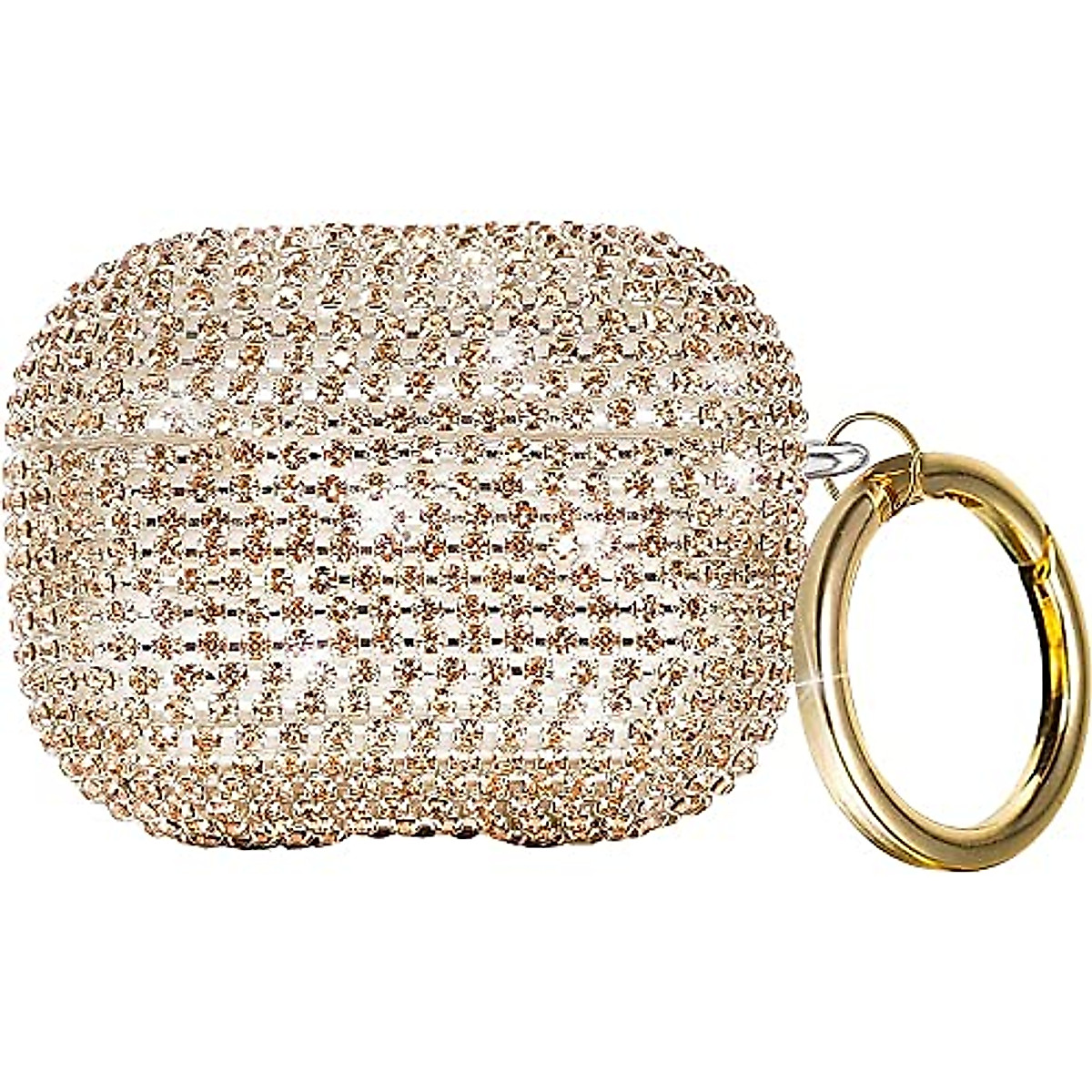 SaharaCase Rhinestone Case for Apple AirPods 3 (2021 3rd Generation) [Rugged] Full Body Protection Antislip Grip Slim with Keychain - Gold