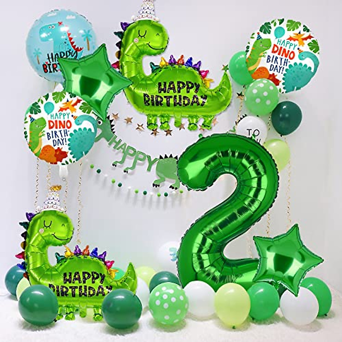 7pcs Dinosaur Balloons, Dinosaur Birthday Number Mylar Foil Balloon Dinosaur Party Party Supplies Dinosaur Birthday Decorations(2nd)