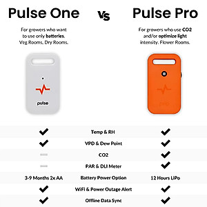 Pulse One - Smart Grow Room Monitor - VPD, RH, Temperature (°F/°C), Dew Point, Light - iOS, Android, Apple, Windows, Works on 2.4 Ghz WiFi Networks