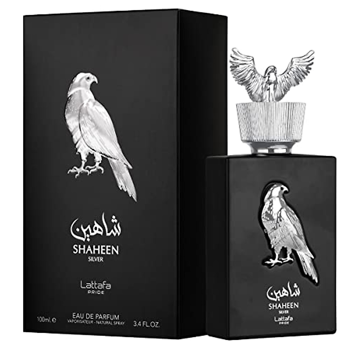 Shaheen Silver By Lattafa Pride Edp - Eau De Parfum 100ml(3.4 Oz) | Cassis, Bergamot, Rose, Patchouli, Musk, Oakmoss, Amber | By Lattafa Perfumes