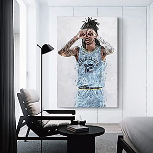 FANCHUANG Ja Morant Poster Paper Dunk for Wall Decor Boys Bedroom Canvas Wall Poster Signed Inspirational Posters Unframe-style 12x18inch(30x45cm)