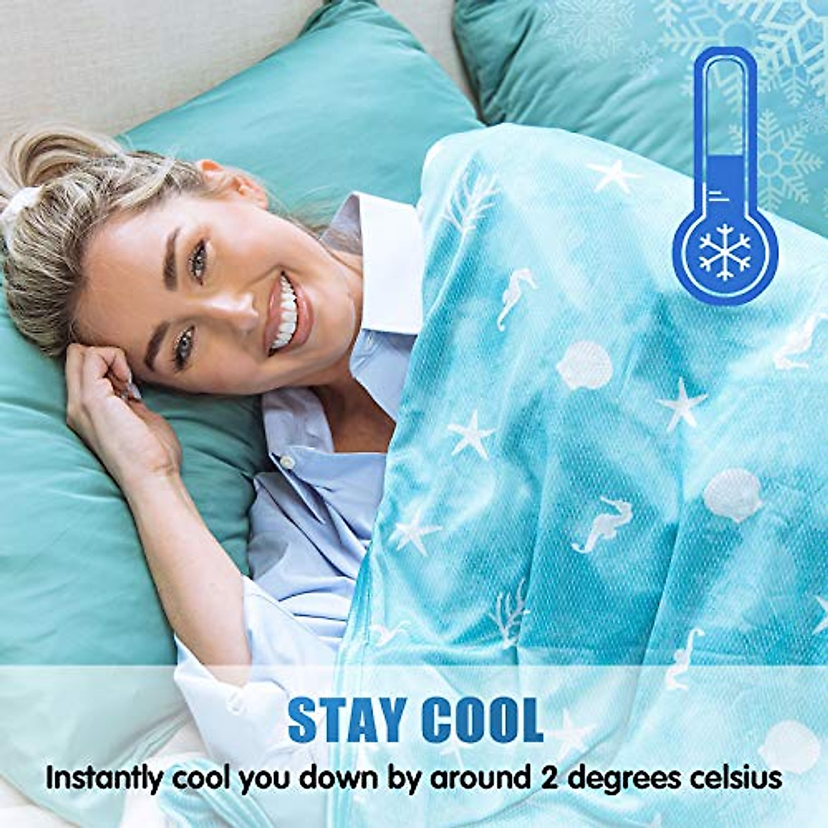 Cooling Blanket with Double Sided Cold Effect, King Size Lightweight Breathable Summer Oversize Coastal Theme Blankets for Bed, Transfer Heat to Keep Body Cool for Hot Sleepers Night Sweats, 108“x90”