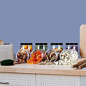 Lainrrew 12 Pcs 8oz Plastic Jars with Lids, Clear Plastic Slime Containers Plastic Round Storage Jars Container Wide Opening Storage Jars for Kitchen, Home, Crafts Storage