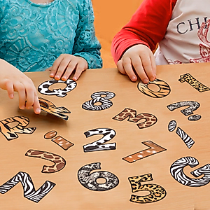 80 Sheets Animal Prints Letters Cutout Animal Print Bulletin Board Letters and Number Accents Safari Animal Texture Letters Wall Decors with Glue Point Dots for Kids Nursery School Classroom