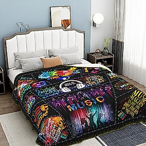 Music Gifts Blanket, Music Note Blanket, Gifts for Music Lover Music Decor Blankets, Soft Flannel Music Blanket for Couch Bed, Music Gifts for Men Women 60"X 50"