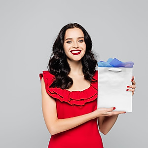 Prime Line Packaging 10x5x13 50 Pack White Gift Bags with Handles Bulk, Medium Kraft Paper Bags for Boutique, Shopping, Wedding, Birthday Gift Wrap