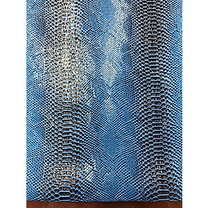 New Creations Fabric & Foam Inc, Royal Blue 53/54" Wide Snake Fake Leather Upholstery, 3-D Viper Snake Skin Texture Faux Leather PVC Vinyl Fabric By The Yard.