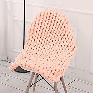 Chunky Yarn for Arm Knitting - Super Soft Jumbo Cotton Yarn, Washable Braided Knot Throw Yarn，Bulky Giant Weight for Hand Knit Blanket DIY (Shell Pink, 0.55lb)