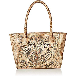 Mauzari Women's Leather Tote with Woven Handle (Tawny)