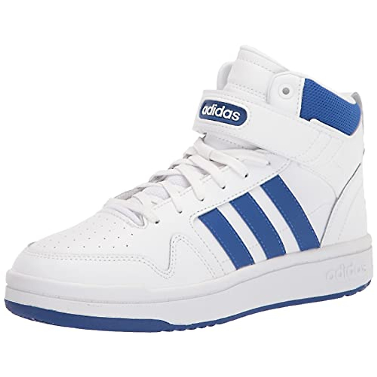 adidas Men's Postmove Mid Basketball Shoe, White/Team Royal Blue/Grey, 8