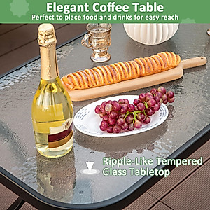 Tangkula 2 Piece Patio Furniture Set, Outdoor Loveseat Chair Set with Seat Back Cushions & Waist Pillows, Tempered Glass Coffee Table, Heavy-Duty Metal Sofa Set for Yard Garden Balcony Poolside (Gray)