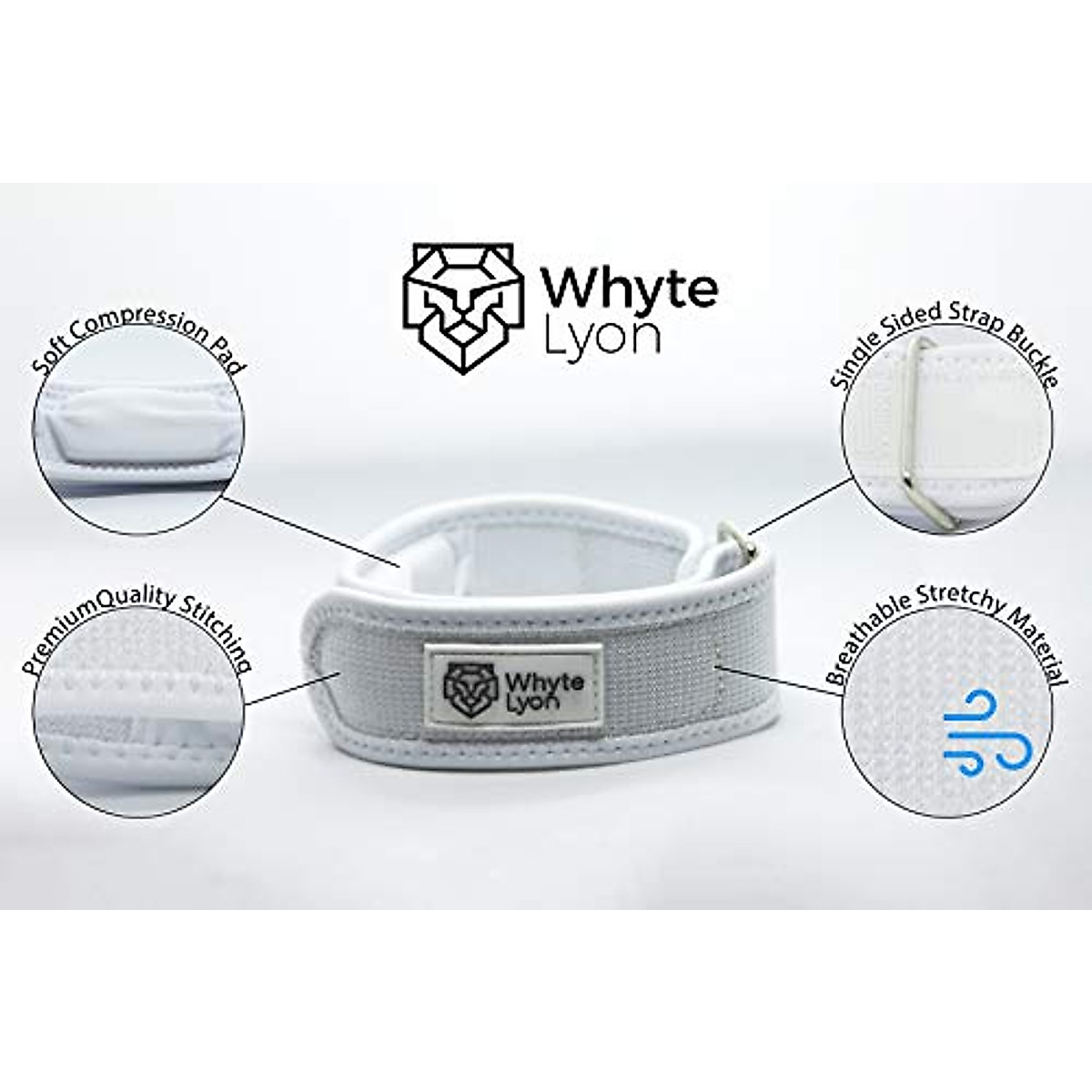 Whyte Lyon Tennis Elbow Brace, 1 Pack, for Women and Men, White