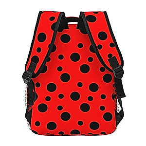 Wiqodme Ladybug Red Black Polka Dot Backpack Casual Laptop Daypack Computer Bag for Men Women Travel