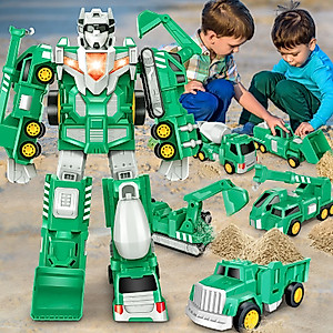 Laradola Toys for 3 4 5 6 Year Old Boys - Transform Robot Kids Toys Cars | STEM Building Toddler Toys for Ages 3+ | 5 in 1 Construction Toys Christmas Birthday Gifts for Boys Girls