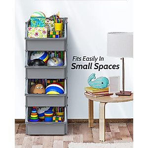 Skywin Stackable Storage Bins for Pantry - 8 Pack Stackable Bins For Organizing Food, Kitchen, and Bathroom Essentials (Grey)