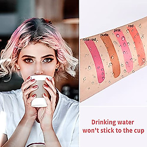 Carlos-CCC 20Pcs Tattoo Lipstick Cotton Swab Lip Tint, Tattoo Lipstick Cotton Swab Lip Gloss, Durable Waterproof Liquid Non-Stick Lipstick (Pink)