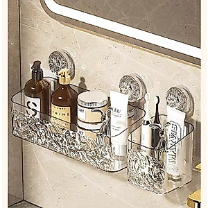 Glacier Pattern Suction Cup Shelf - Stylish Shower Caddy with Convenient Soap Dispenser，Elegant and Functional