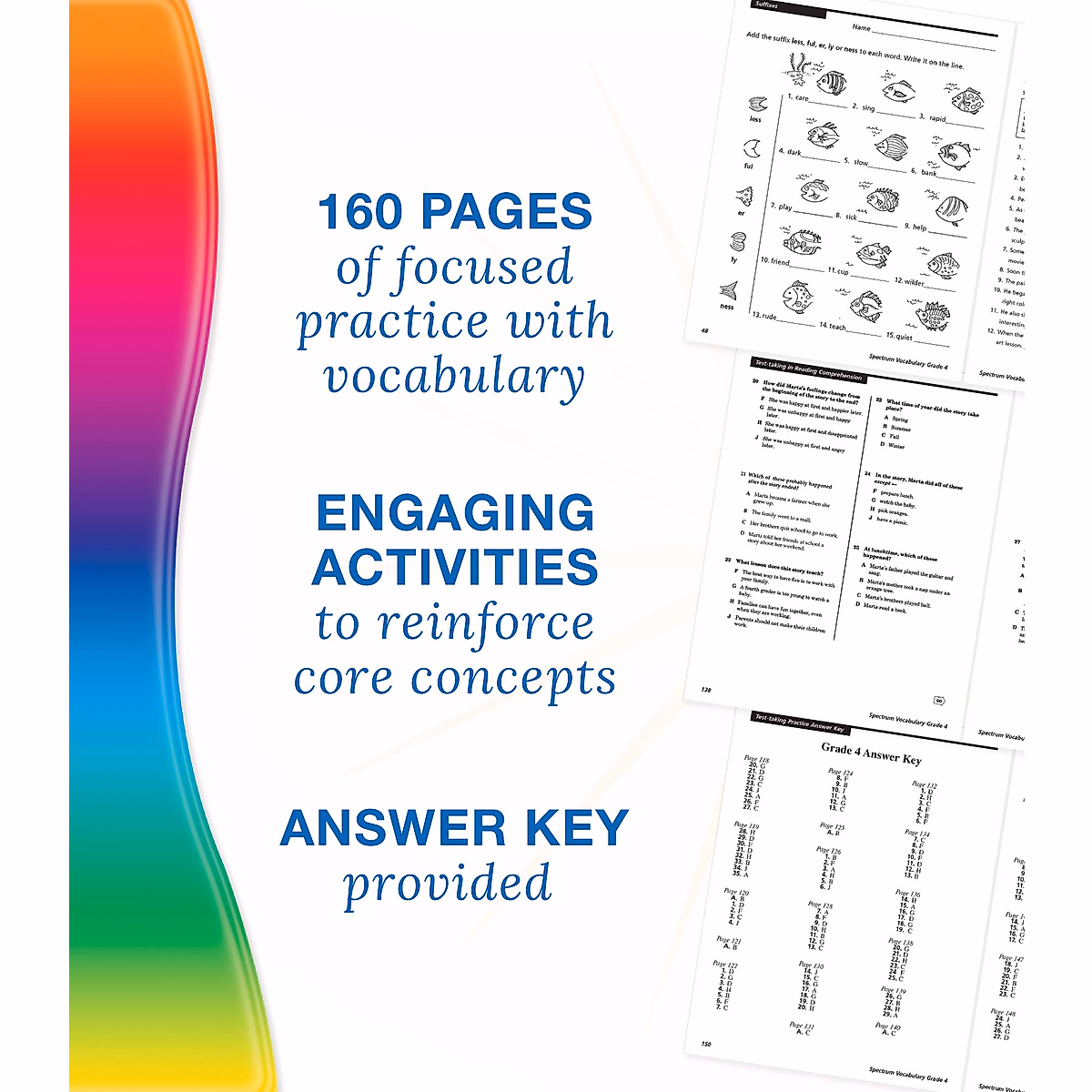 Spectrum Grade 4 Vocabulary Workbook, 4th Grade Vocabulary Covering Word Relationships, Sensory Language, Roots and Affixes, and Reading Comprehension Context Clues, Classroom or Homeschool Curriculum