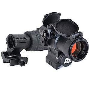 AT3 Magnified Red Dot with Laser Sight Kit - 2 MOA Red Dot with Laser Sight and 3X Magnifier (Red Laser)