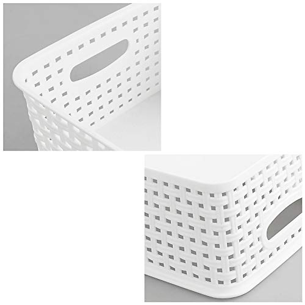 NICESH 6-Pack White Plastic Small Storage Baskets, 10" x 7.7" x 4"