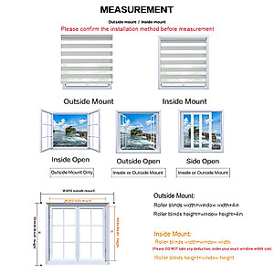 KALYSIE Zebra Roller Window Blinds,Custom Cut to Size,Roller Blinds Dual Layer Roller Shade Blinds, White,Fixed 64 InchesHigh,51 Inches Width