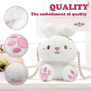 ZIIVARD Plush Bunny Crossbody Messenger Shoulder Bags Cartoon Rabbit Plush Chain Bag (White)