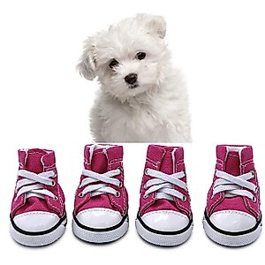 abcGoodefg Pet Dog Shoes Puppy Canvas Sport Sneaker Boots, Outdoor Nonslip Causal Shoes Rubber Sole Soft Cotton Inner Fabric Shoes for Pet Dog (#4(1.732.20), Pink)