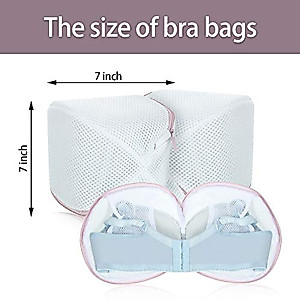 6 Pieces Bra Washing Bag for Laundry Mesh Wash Bag Laundry Bags Lingerie Bag Underwear Brassiere Washing Bags with Zipper for Women Laundry Storage (Pink)