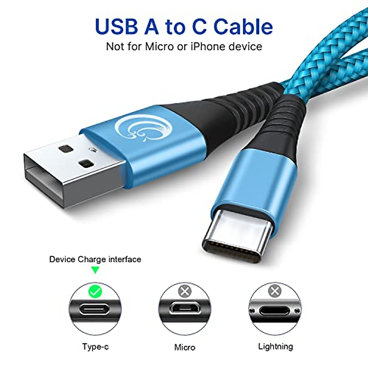 USB C Cable 10FT 3Pack Fast Charging Nylon Braided Long Type C Charger Cable Compatible with Samsung Galaxy S23 S22 S21 S10 S9 S8 A02s A03s A11 A12 A13 A20 A21 A32 A42 A53 Z Fold 4, Tablet, LG, Moto