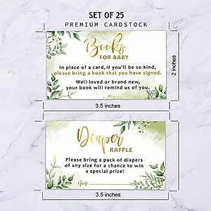 25 Double-Sided Greenery Baby Shower Invitation Set with Envelopes,Gender Neutral Blank Fill-in Invites for Boy or Girl, Double-Sided Diaper Raffle, Thank You Cards and Seals