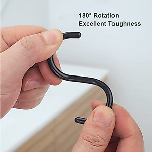 Amazer Black Shower Curtain Hooks Rings, 24 Pcs Plastic Shower Curtain Rings, Plastic Shower Curtain Hooks for Bathroom Shower Rod, Black Shower Hooks Rings Loops for Shower Curtain