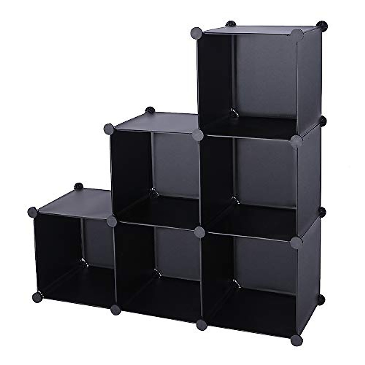 Cube Storage Organizer, Storage Cubes Shelves Bookshelf, 6 Cube Closet Organizers and Storage, DIY Stackable Plastic Clothes Organizer Shelving for Bedroom, Home Office, Black (Black)
