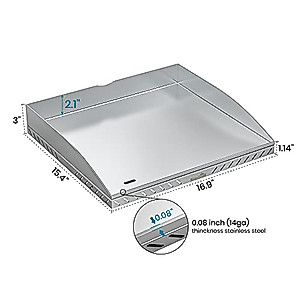 Stanbroil Stainless Steel Flat Top Gas Grill Griddle for Blackstone Portable Propane Fueled Grill - 17 Inches