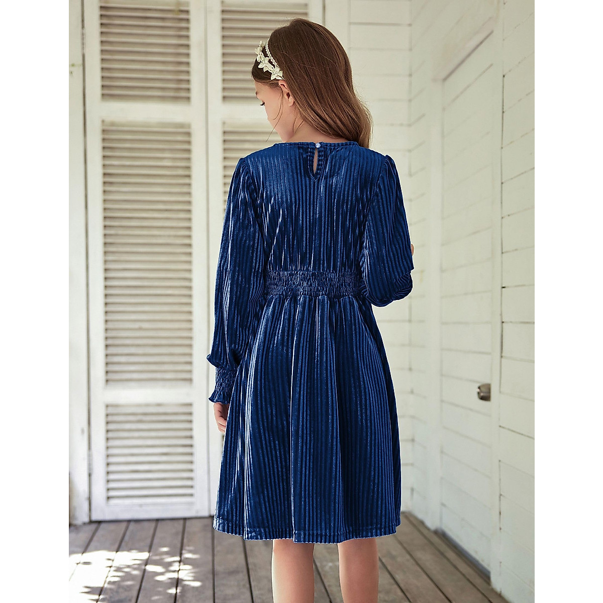 Arshiner Baby Girl Xmas Dress Winter Fall Dress for Kids Twirly Patry Formal Frock (Blue, 8-9 Years)