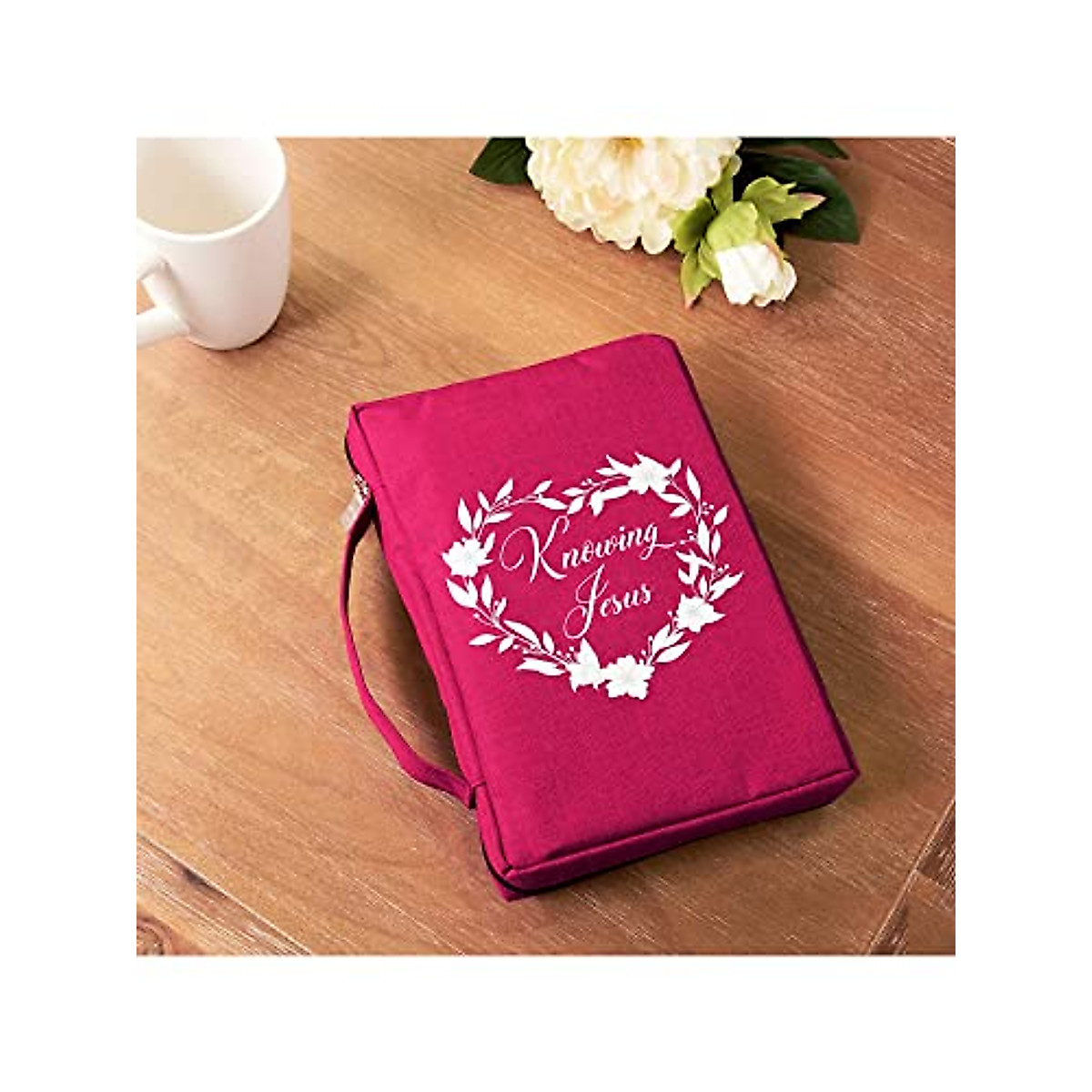 Knowing Jesus Bible Case - Durable Large Zippered Book Cover with Handle and Front Pocket, Fits Standard Bible Cover, Makes for a Great Gift for Men, Women, and Children.