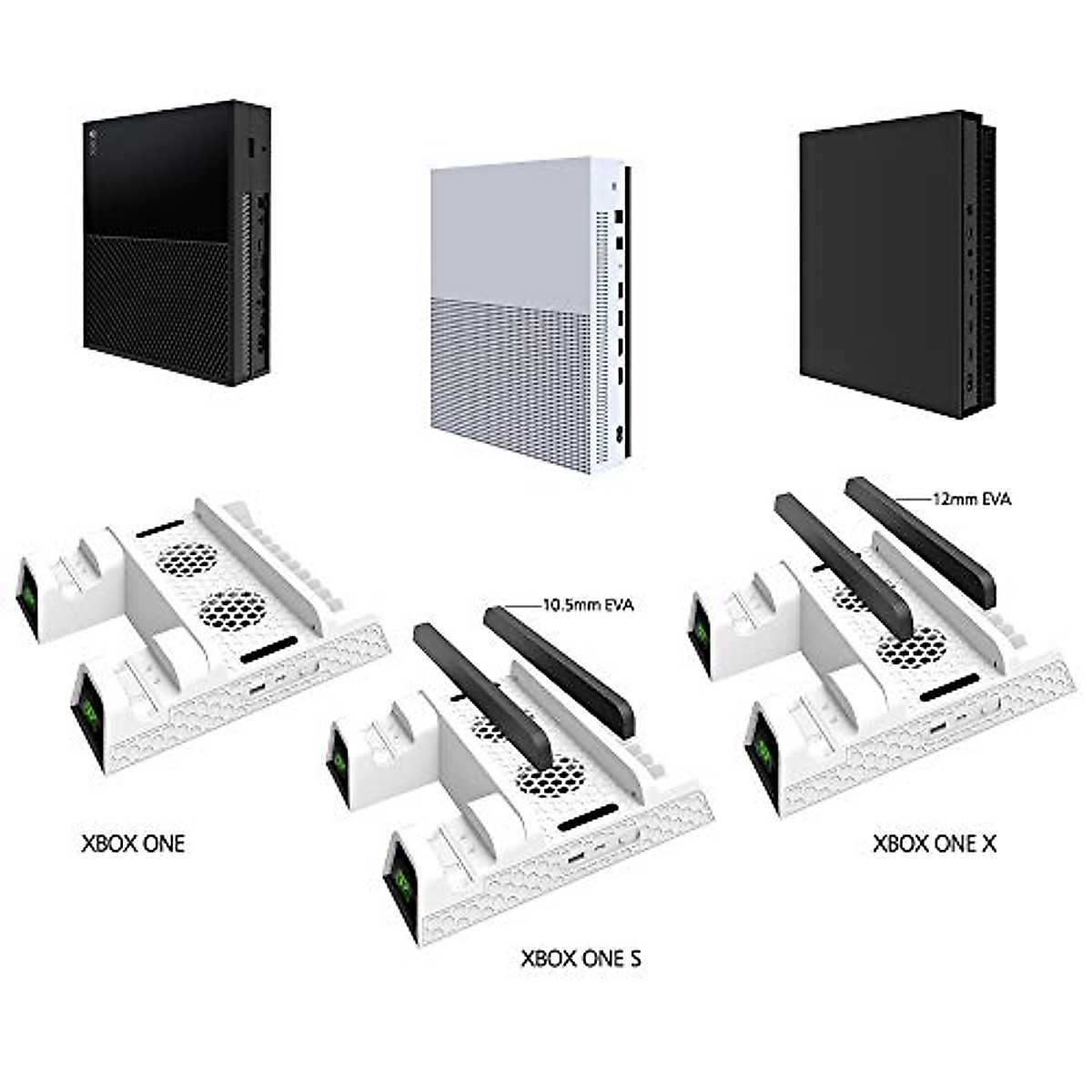 OIVO Vertical Cooling Stand Compatible with Xbox ONE X/Xbox ONE S/Regular Xbox ONE, Cooler Cooling Fan with 2PACK 600mAh Batteries, Games Storage, Dual Controller Charging Dock Station (X0011-White)