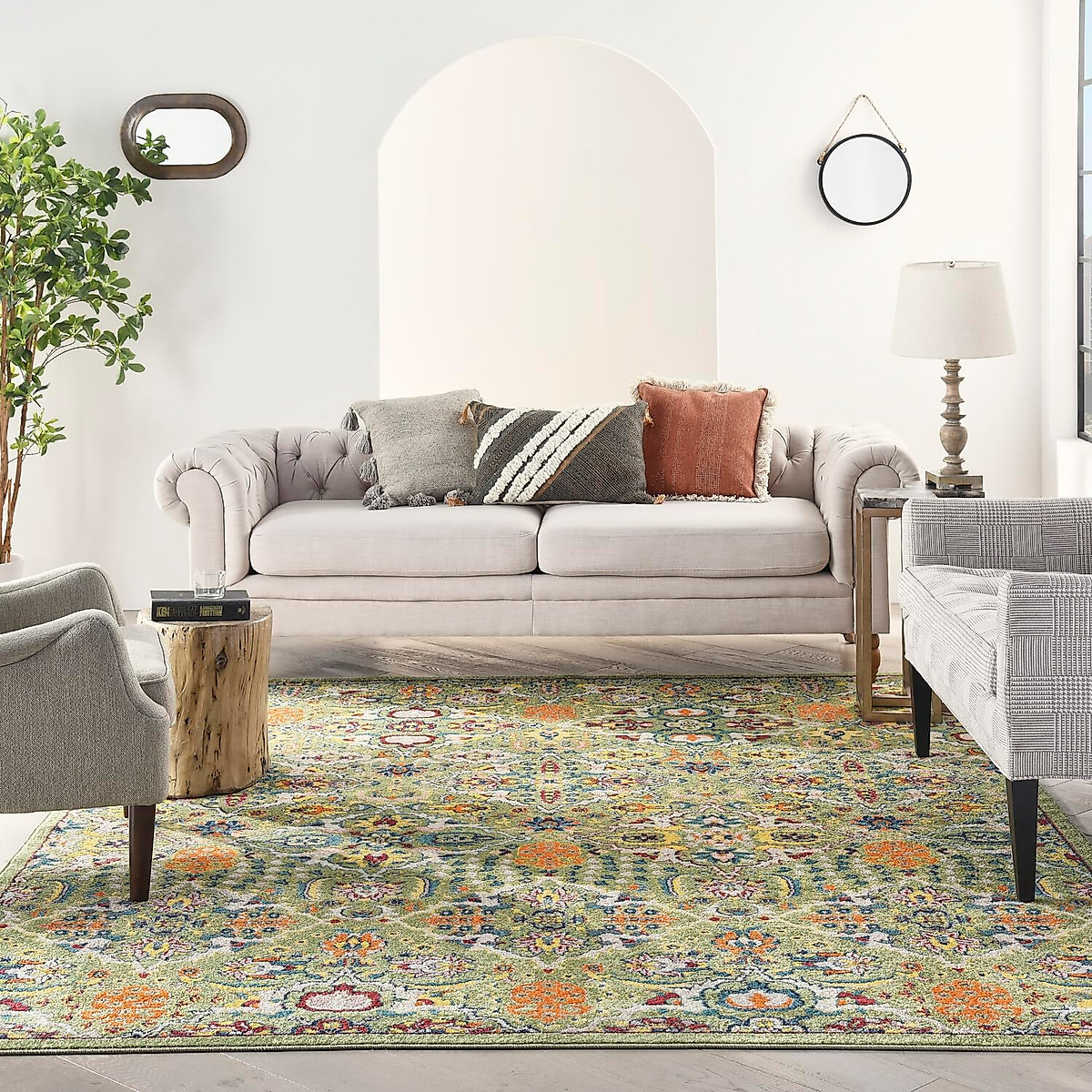 Nourison Allur Traditional Sage Ivory 7'10" x 9'10" Area Rug, Easy Cleaning, Non Shedding, Bed Room, Living Room, Dining Room, Kitchen (8x10)