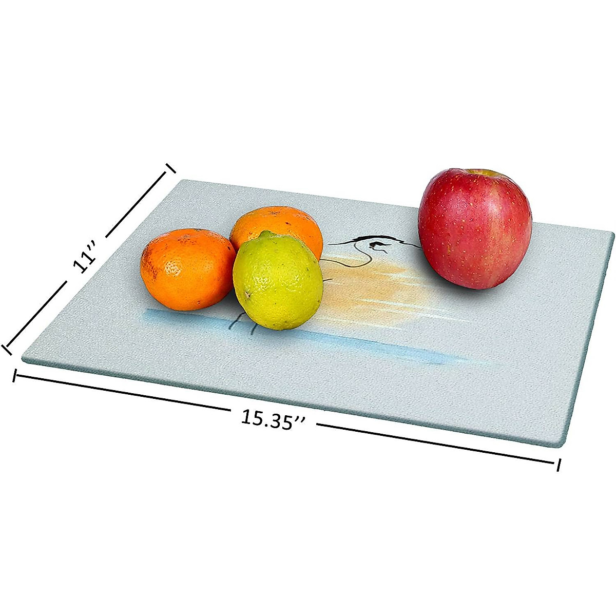 Tempered Glass Cutting Board Heron Bird Watercolor and Sunset Tableware Kitchen Decorative Cutting Board with Non-slip Legs, Serving Board, Large Size, 15" x 11"