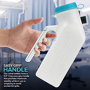 35 oz Male Urinal Bottle- Durable Plastic Urinal Bottle - Portable Urinal Bottle - Urinal Bottle with Leakproof Screw-On Lid - Urinal Bottle with Easy-to-Read Measurement Lines - Stock Your Home