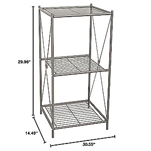 Zenna Home 3 shelves 2557NN Cross Style Floor Stand, Satin Nickel