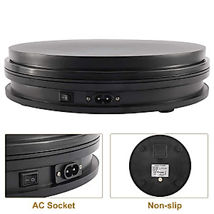 Homend 110V Electric Motorized Rotating Turntable Display Stand, 10inch/25cm Diameter 22lb Load, 360 Degree Rotating in Either Direction, for Photography, Showcase (Black, 10inch/25cm)