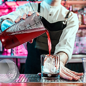 10 Pcs Plastic Cocktail Shaker Set, Including 8 Pcs 24 oz Clear Drink Shaker Drink Mixer Boba Tea Shaker 2 Pcs Cocktail Jigger Plastic Double Measuring Jigger for Bar Coffee