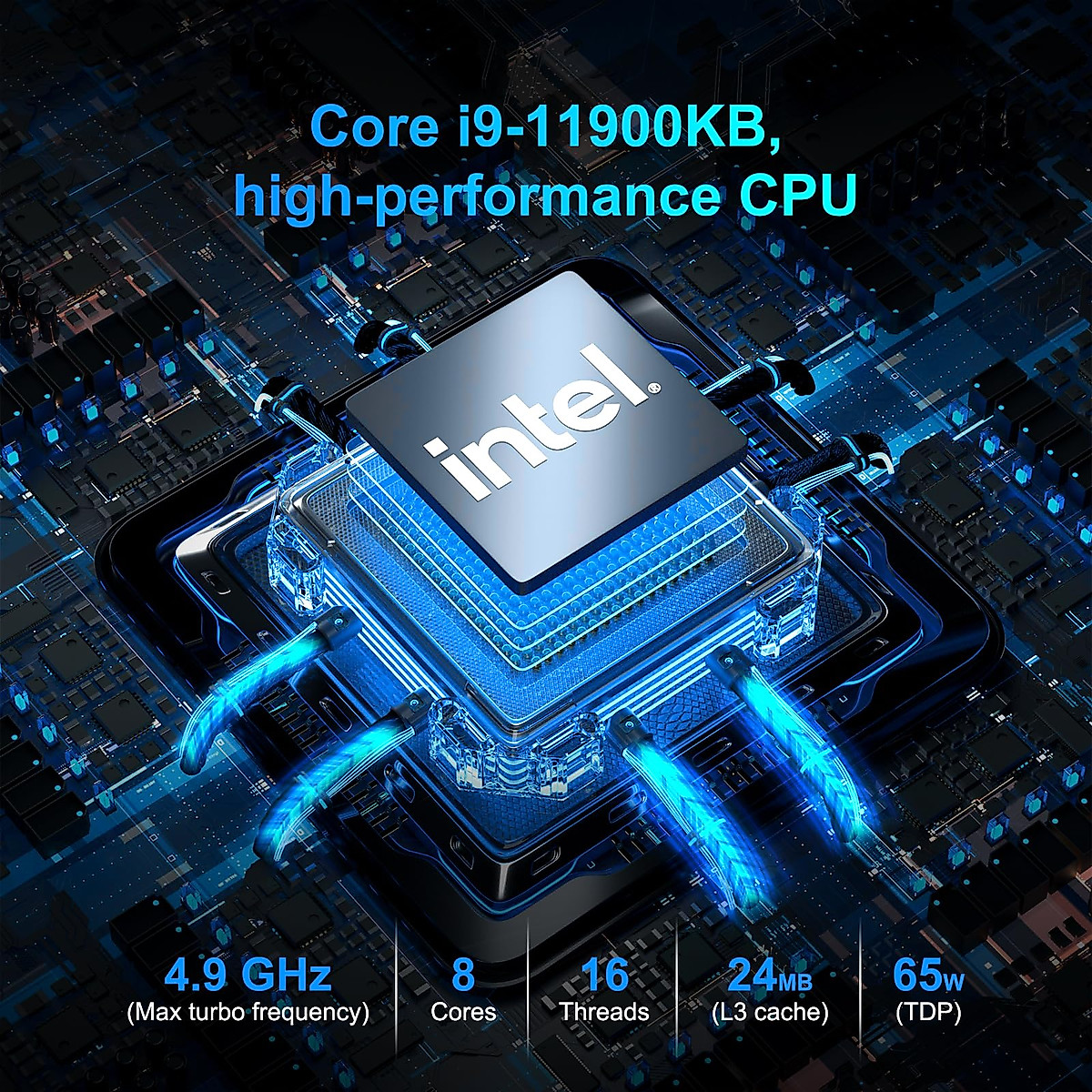 GEEKOM Mini Fun11, 11th Gen Intel Core i9-11900KB Processor, 32GB DDR4, 1TB PCIe4.0 SSD, Windows 11 Pro, Triple Displays, Changeable Graphics Cards