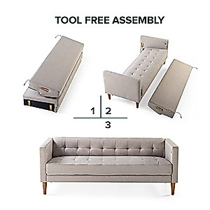 ZINUS Pascal Sofa with USB Ports / Tool-Free, Easy Assembly, Oatmeal